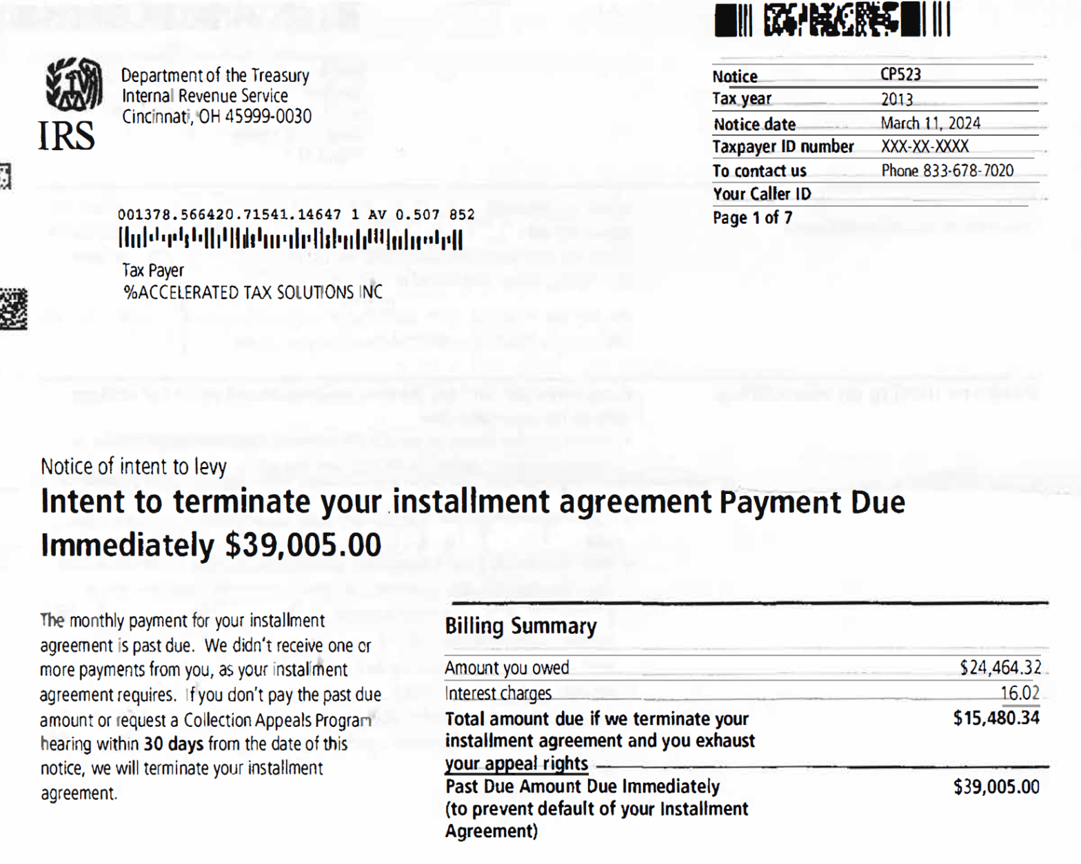 What is a CP523 IRS Notification?